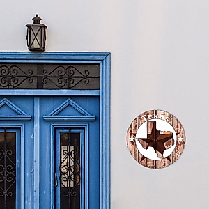 Men Wall Décor Metal Signs Outdoor Texas Lone' Star Home Map Country Gifts Posters Western State Flag Patriotic Farmhouse Tin Signs for Living Room Restaurants Entryway Wall Decor 12x12in Round