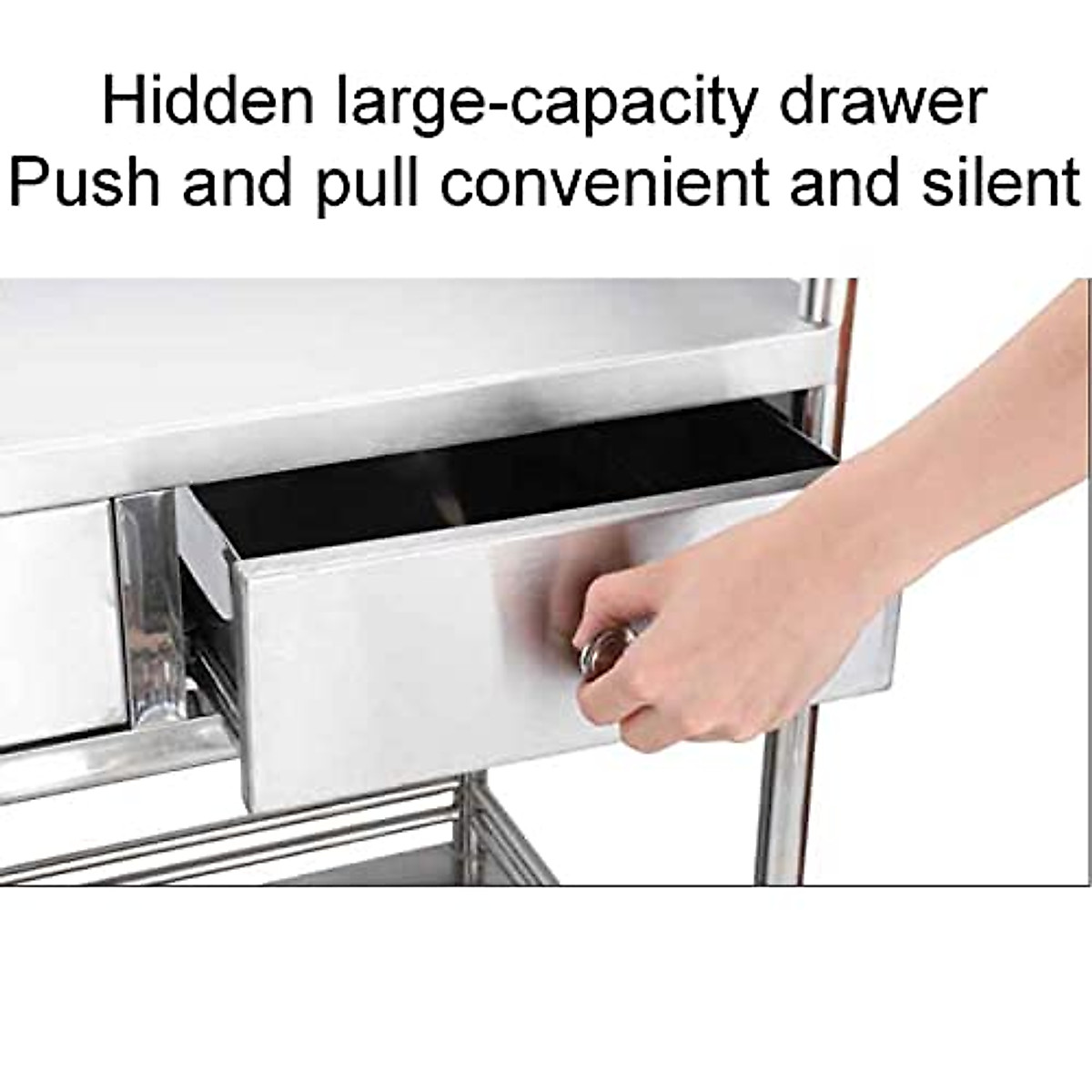 Medical Cart, Lab Rolling Cart 3 Shelves Shelf Stainless Steel Rolling Cart, With Dirt Bucket & Drawer Spacious Beauty Salon Rolling Cart, for Hospital Dental Clinic Home ( Color : Standard , Size : 6