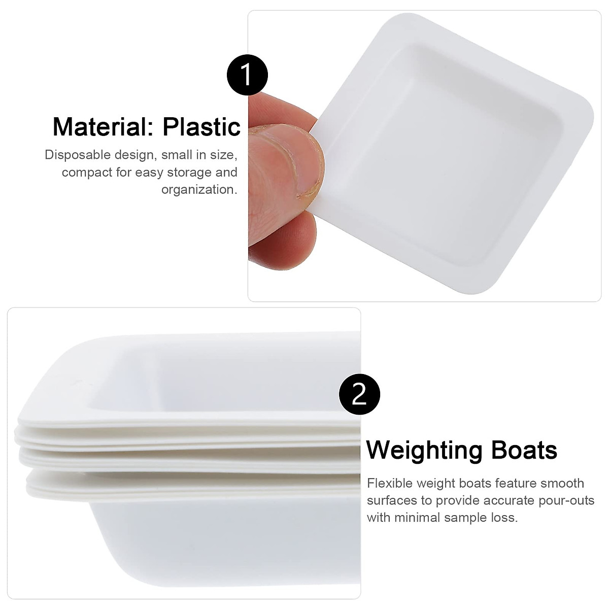 Balacoo 20pcs Weighing Boat Weighing Boat Powder Scale Square Lab Dish Container Anti- Static Weighing Square Weighing Pan Weighing Paper Weighing Tray Large Plastic Mini Dry Powder White