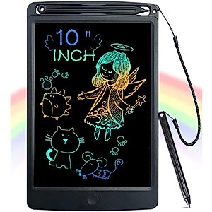 ScriMemo LCD Writing Tablet,10-Inch Drawing Tablets Kids Doodle Board Colorful Sketch Pad Reusable Magnetic Drawing Board Gifts for Kids and Adults at Home, School and Office (Black)