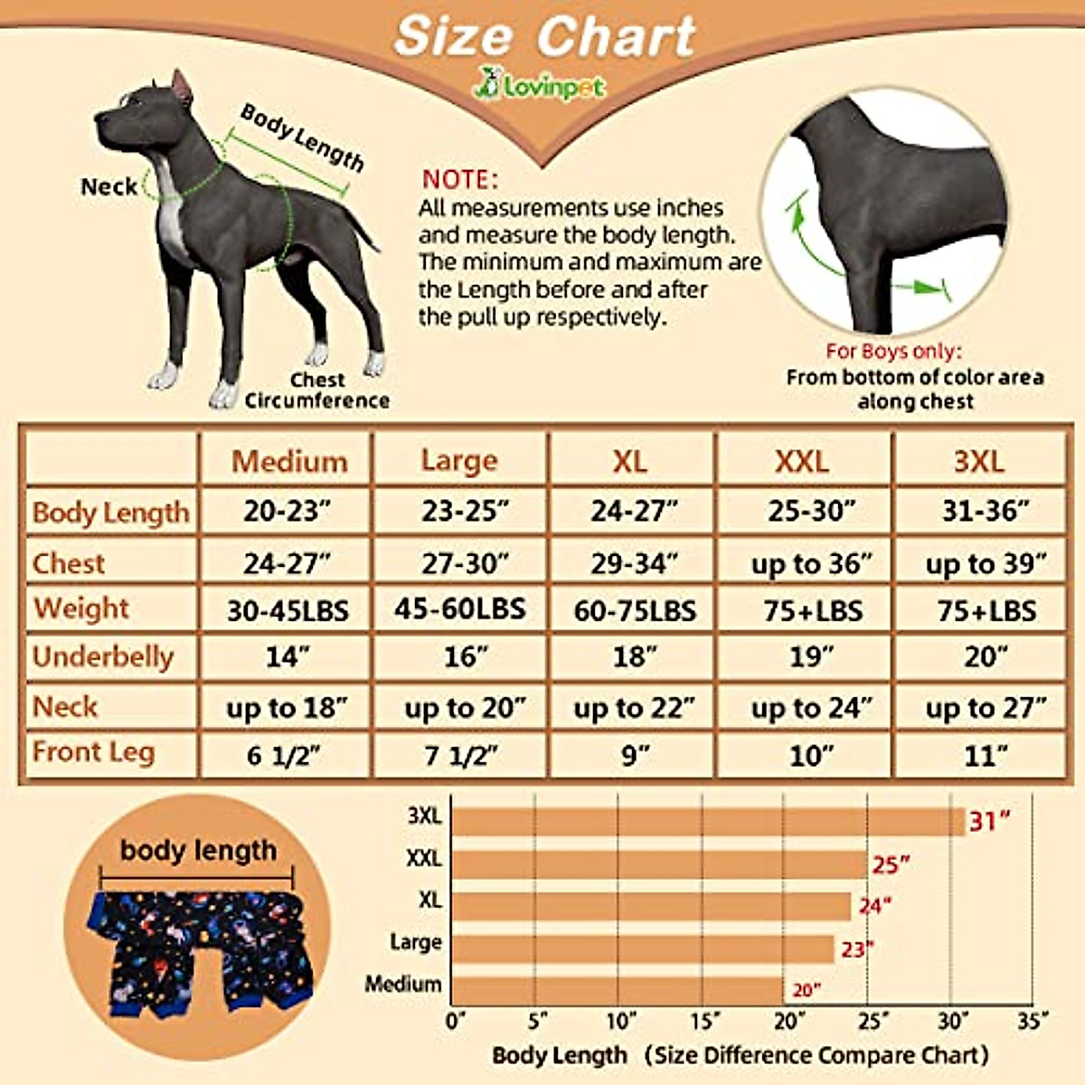 LovinPet Large Big Dog Pajamas - Anxiety Calming Dog Onesie, Undershirt for Dog Coats, Lightweight Stretchy 4 Legged Style Large Dog Jammies, Space Animals Black Print Pet Pjs,Black Large