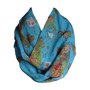 Etwoa World Map Infinity Scarf Circle Scarf Loop Scarf