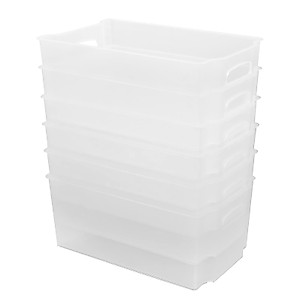 Pekky Pantry Freezer Organizer Bins Stackable Storage Box, 6 Packs, Frosted Transparent