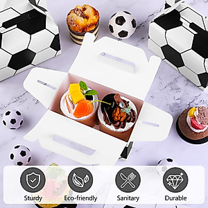 durony 16 Pack Soccer Treat Boxes Sports Party Supplies Soccer Party Favors Football Bags Candy Goodie Gift Boxes for Soccer Team Birthday Baby Shower Decorations 6.2 x 6.2 x 3.5 Inch