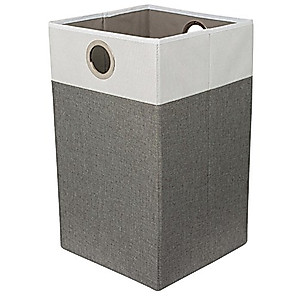 BIRDROCK HOME Folding Cloth Laundry Hamper with Handles - Dirty Clothes Sorter Basket - Easy Storage - Collapsible - Home Organization - Grey and White