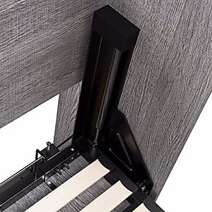 Bestar Pur Full Murphy Bed, 59-inch Space-Saving Sleeping Arrangement for Multipurpose Guest Room or Home Office, Full, Bark Grey