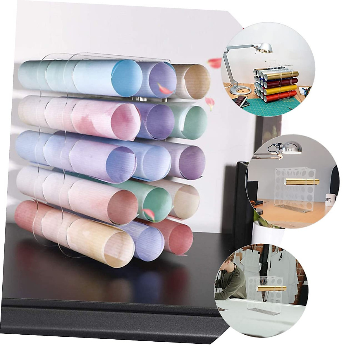 Didiseaon Easy Install Vinyl Roll Storage Rack 25 Holes Acrylic Vinyl Organizer for Craft Vinyl Wrap Rolls Holder