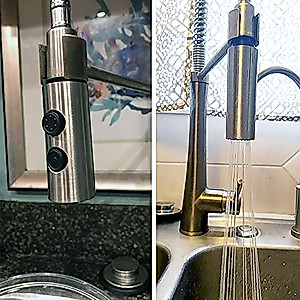 Kitchen Sink Faucet Sprayer Head Attachment, 2 Functions Pull Out Spray Head for Kitchen Faucet, Pull Down Faucet Head Replacement, Kitchen Tap Sprayer, Sink Sprayer Head Nozzle, G1/2 Male Connector