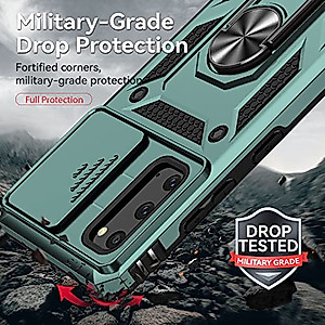 MLDWH Samsung S20 5G Case with Stand Kickstand Ring and Camera Cover with Tempered Glass Screen Protector, Heavy Duty Military Grade Shockproof Protective Cover for Samsung S20 5G (Green)