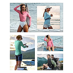 (Size:XL) 2 Pack Womens Long Sleeve UV Sun Shirts UPF 50+ Workout Swim Rash Guard Tops