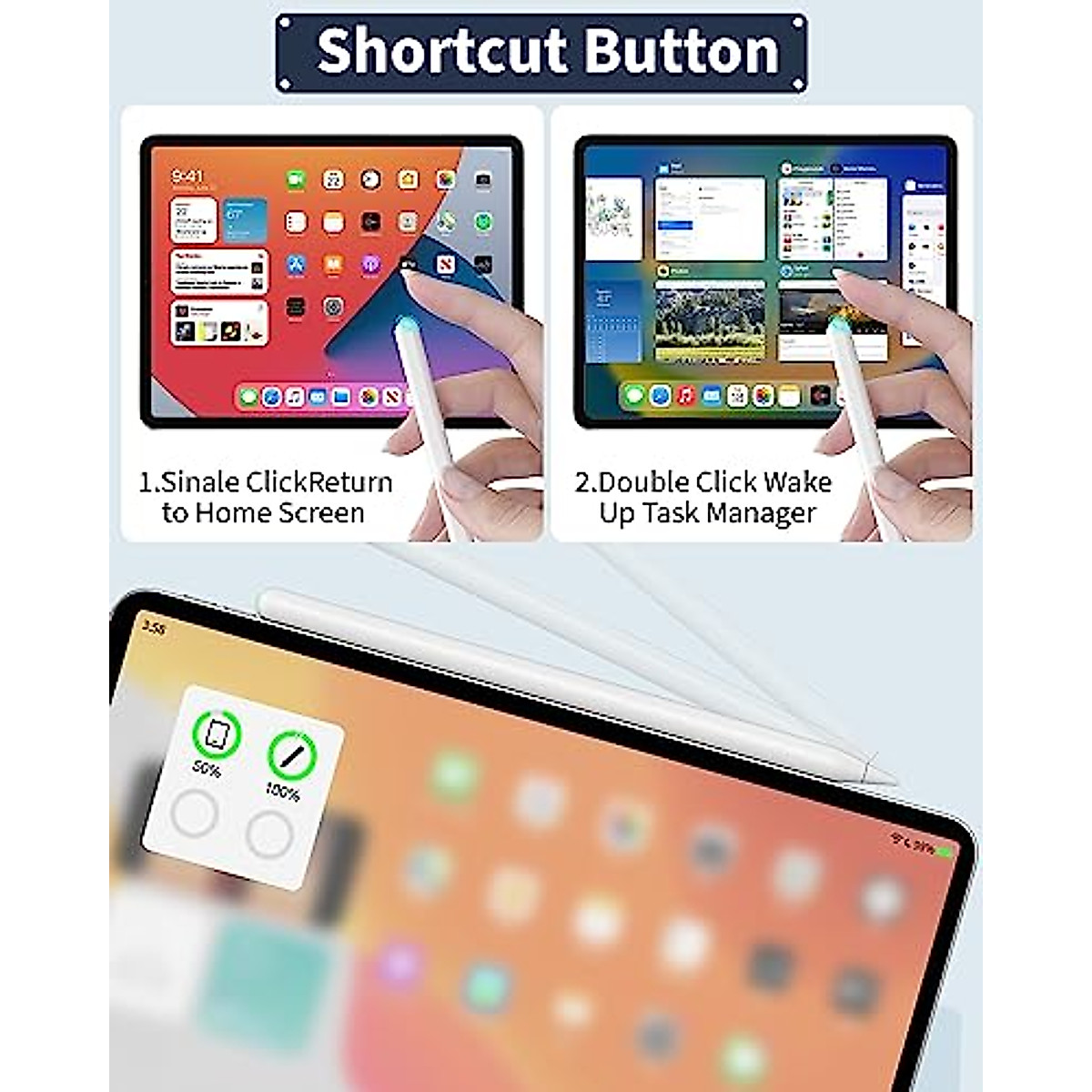 Minibesky iPad Pencil 2nd Generation with Magnetic Wireless Charging,With Apple Pencil Magnetic Charger,Compatible with iPad 6/7/8/9/10,iPad Pro 11 in 1/2/3/4,iPad Pro 12.9 in 3-6th,iPad Air,iPad Mini