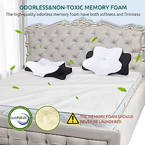 DONAMA Cervical Pillow for Neck Pain Relief,Contour Memory Foam Pillow,Ergonomic Orthopedic Neck Support Pillows for Side,Back and Stomach Sleepers with Breathable Pillowcase-Black