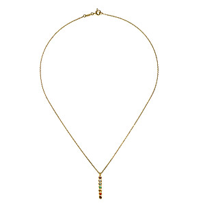 Satya Jewelry 18K Yellow Gold Plated Multi Stone Chakra Stick Pendant Women's Necklace, 18" with 2" Extension