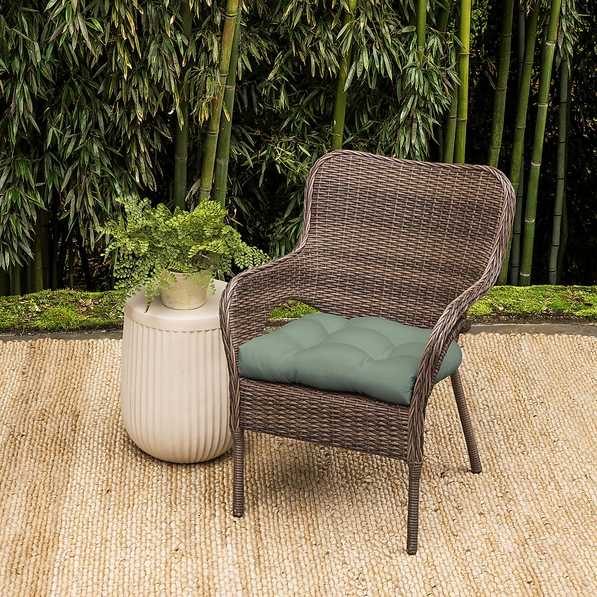 Arden Selections earthFIBER Outdoor Rocking Chair Cushion, 2 Pack, 20 x 18, Rain-Proof, Fade Resistant, Tufted Plush Cushion for Rocking and Wicker Chairs 20 x 18, Sage Green Texture