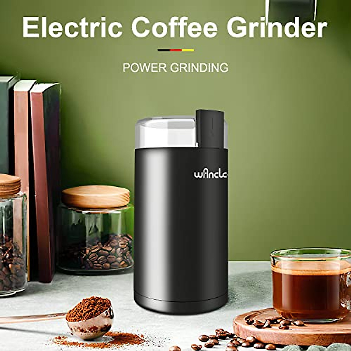 Coffee Grinder, Wancle Electric Coffee Grinder, Quiet Spice Grinder, One Touch Coffee Mill for Beans, Spices and More, with Clean Brush Black