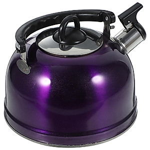 Luxshiny Stainless Steel Spherical Kettle Kettle Large Capacity Flat Bottom Kettle Chime Kettle Electric Water Heater Pink Tea Kettle Camping Kettle Whistling Pot Purple Coffee Boiler