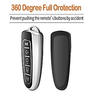 Sindeda for Ford Key Fob Cover with Keychain Soft Full Protection Key Shell Key Case Compatible with Ford C-Max Edge Escape Expedition Explorer Flex Focus Taurus Lincoln MKS MKT MKX Navigator (Silver)