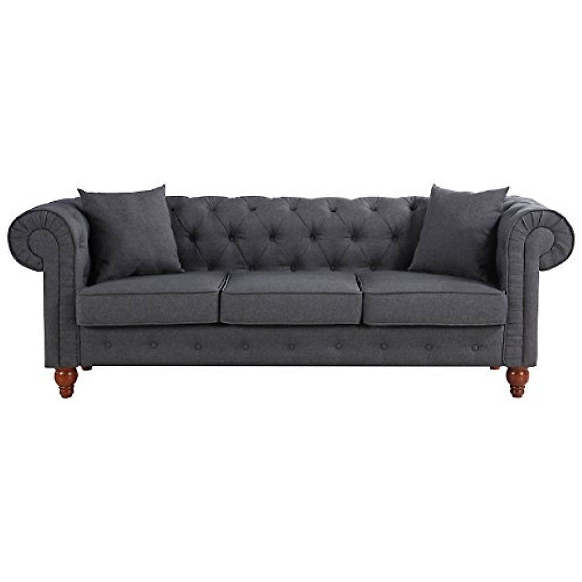 Divano Roma Furniture Classic Large Sofa | Dark Grey