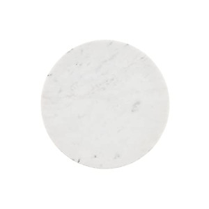 Powell White Marble Top Drink Industrial Style Black Metal Adjustable Height Base Muriel Side Table