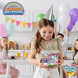 Pick A Toy Unicorn Favor Toys for Girls and Boys, 24 Pcs Rubber Finger Flicker Stretchy Slingshot for Kids, Birthday Goodie Bag, Unicorn Party Favors, Classroom Treasure Chest Treats