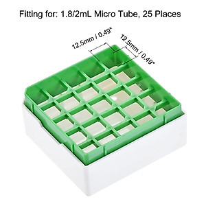 uxcell Centrifuge Tube Freezer Storage Box 25 Places Waterproof Polypropylene Cryogenic Holder Rack for 1.8/2ml Microcentrifuge Tubes Vials Samples, Green
