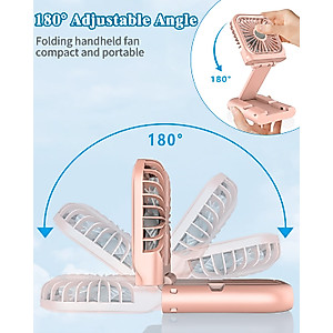 Handheld Fan Rechargeable,Portable Fan Battery Operated Fan with LED Display,Mini Small Hand Fan Foldable Fan with Power Bank, 4000mAh Travel Fan Personal Fans,Makeup Lash Fan for Girls Women Kids