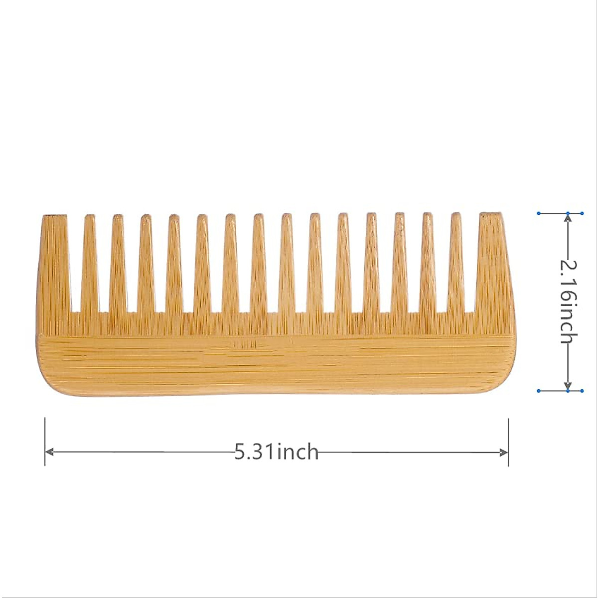 Mnixy Bamboo Wide-Tooth Comb, Large Hair Detangling Comb, Wooden Curls Comb, Anti Static for Long Hair, Natural Material, Well Made, For All Hair Types, No Handle Design, Travel Friendly