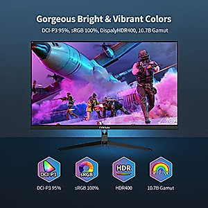FYHXele 4K Gaming Monitor 144Hz 32inch, Fast UHD IPS Computer Monitor, 1ms, VESA Mountable, DSC， Built-in Speakers, Free-Sync, 1xDP1.4, 1xHDMI2.1, 1xHDMI2.0, 1xUSB-C, USB Hub, 95% DCI-P3, HDR400