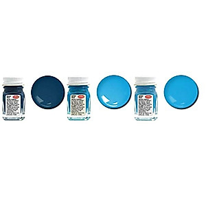 Testors Blue Enamel Paint Variety, Blue, Dark Blue, Metal Flake Blue, Sea Blue, Light Blue, Sky Blue, Artic Blue Metallic, Blue Fluorescent, Turquoise, Teal, and Thinner 1/4 oz (Pack of 11) - with MYD Paint Brushes
