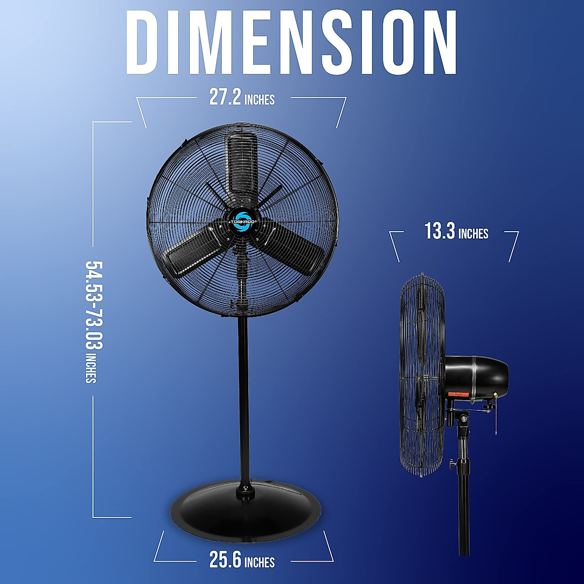 Tornado 24" Outdoor Rated IPX4 Water-Resistant Metal Oscillating Pedestal Fan - 7600 CFM - cETL