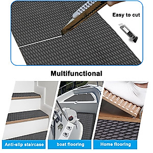 HZshark Boat Flooring EVA Foam Boat Decking Universal DIY Surfboard Traction Pad Non-Slip Grip Mat Self-Adhesive 94.5"x21.6" Trimmable Sheet for Fishing Boat Kayak Yacht RV, for Jet Ski, for Jon Boat