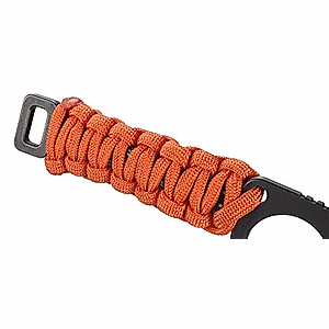 CRKT Tailbone EDC Knife: Everyday Carry Fixed Blade Drop Point Knife with Black Stonewash Finish, Orange Cord Wrapped Handle, Sheath 2415