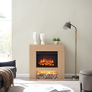 LegendFlame® Georgia Electric Fireplace with 37" Mantel Surround and Jaden 23" Insert, Natural Oak Finish