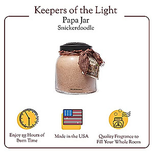 A Cheerful Giver — Snickerdoodle - 34oz Papa Scented Candle Jar with Lid - Keepers of the Light - 155 Hours of Burn Time, Gift for Women, Brown