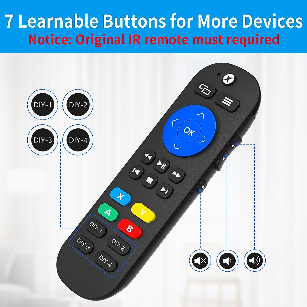 tiebutie Pre-programmed Media Remote Control Compatible with Xbox One, Xbox One S, Xbox One X - All in One Universal Control for Xbox Remote, LG & Vizio TV Remote with 7 Learning Programmed Keys