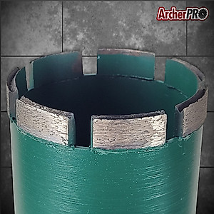 Archer PRO 5" in. Aggressive Diamond Turbo Core Drill Bits with V-tip for use with core Drill Stand rig. for Concrete Drilling, Masonry, Cinder Blocks.