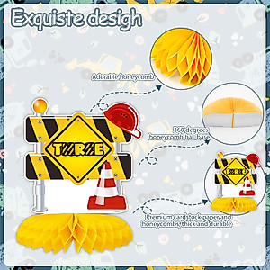10Pcs Construction Honeycomb Centerpieces 3rd Birthday Party Decor for Boys,Dump Truck Car Cone Construction Zone Theme 3 Year Old Birthday Table Centerpieces Baby Shower Party Supplies Decorations
