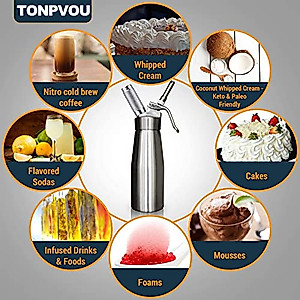 Whipped Cream Dispenser Set of 5,Replacement Parts Kit with 3 Decoration Tips,Compatible with Most Whipped Cream Dispensers