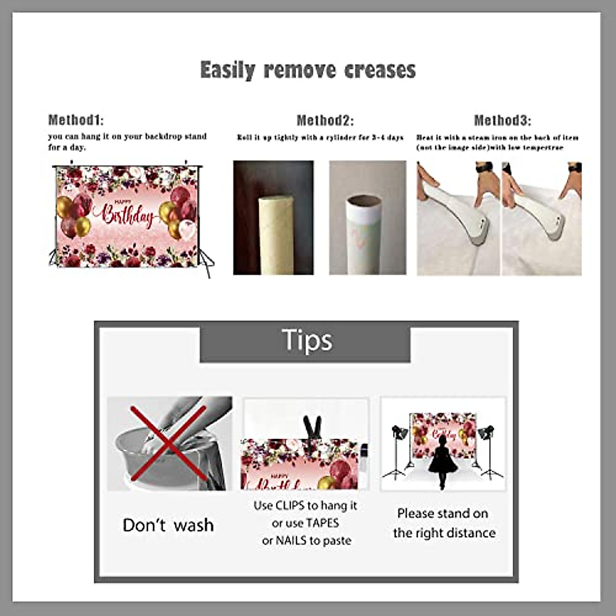 LTLYH 7x5ft Happy Birthday Party Backdrop Red Gold Birthday Decorations Background Birthday Party Banner Decorations Backdrop 178