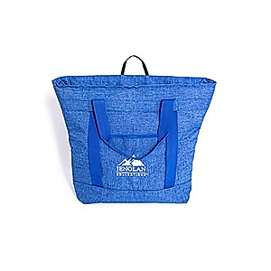 Large Collapsible Insulated Grocery Bag (2 Pack) Reusable Blue Cooler Bag for Frozen Foods and Groceries