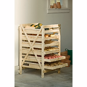 Gardener's Supply Company Orchard Garden Harvest Rack, Sturdy 6 Drawer Wooden Vegetable & Fruit Storage Cabinet Kitchen Organizer | For Vegetables, Fruits & Herb Drying