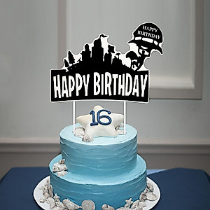 Auteby Happy Birthday Cake Topper - Video Game Birthday Party Cake Decorations Party Supplies