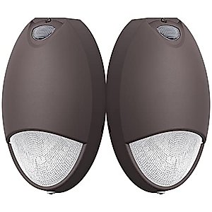 Outdoor Led Emergency Light with Battery Backup Photocell Sensor Self Test Diagnostics, Aluminum Exterior Waterproof Commercial Wall Pack Emergency Lighting Fixtures 120-277VAC UL Certified (2 Pack)