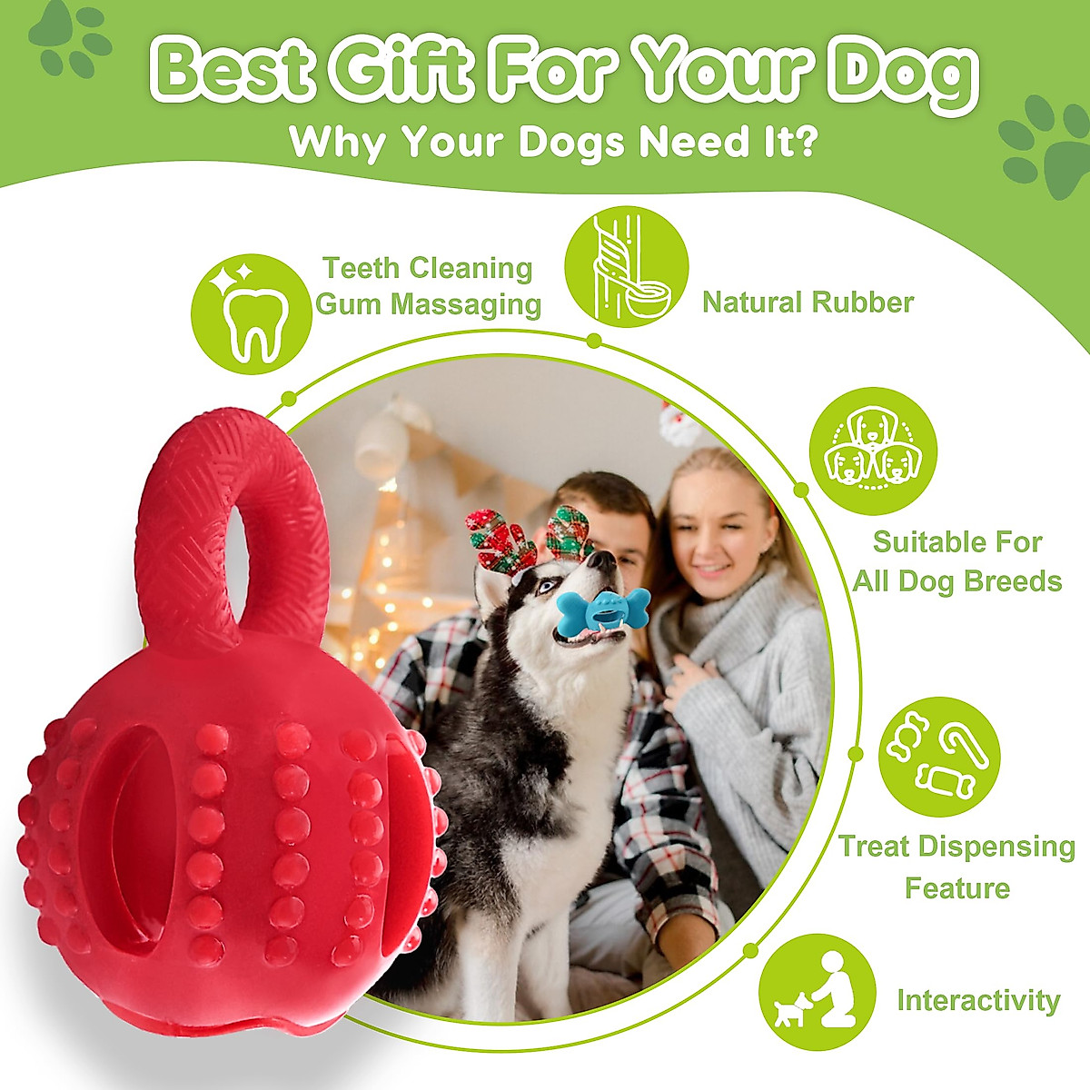SPOFLY Dog Chew Toys, Set of 3 Treat Dispensing Dog Toys，Interactive Dog Toys for Boredom, Fun-Filled Treat Dispenser for Yak Cheese Dog Chews