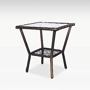 ENSTVER 3 Pieces Patio Conversation Set w/ 2 Rattan Wicker Rocking Chairs and Glass Table,for Garden Backyard Lown Porch (Green)