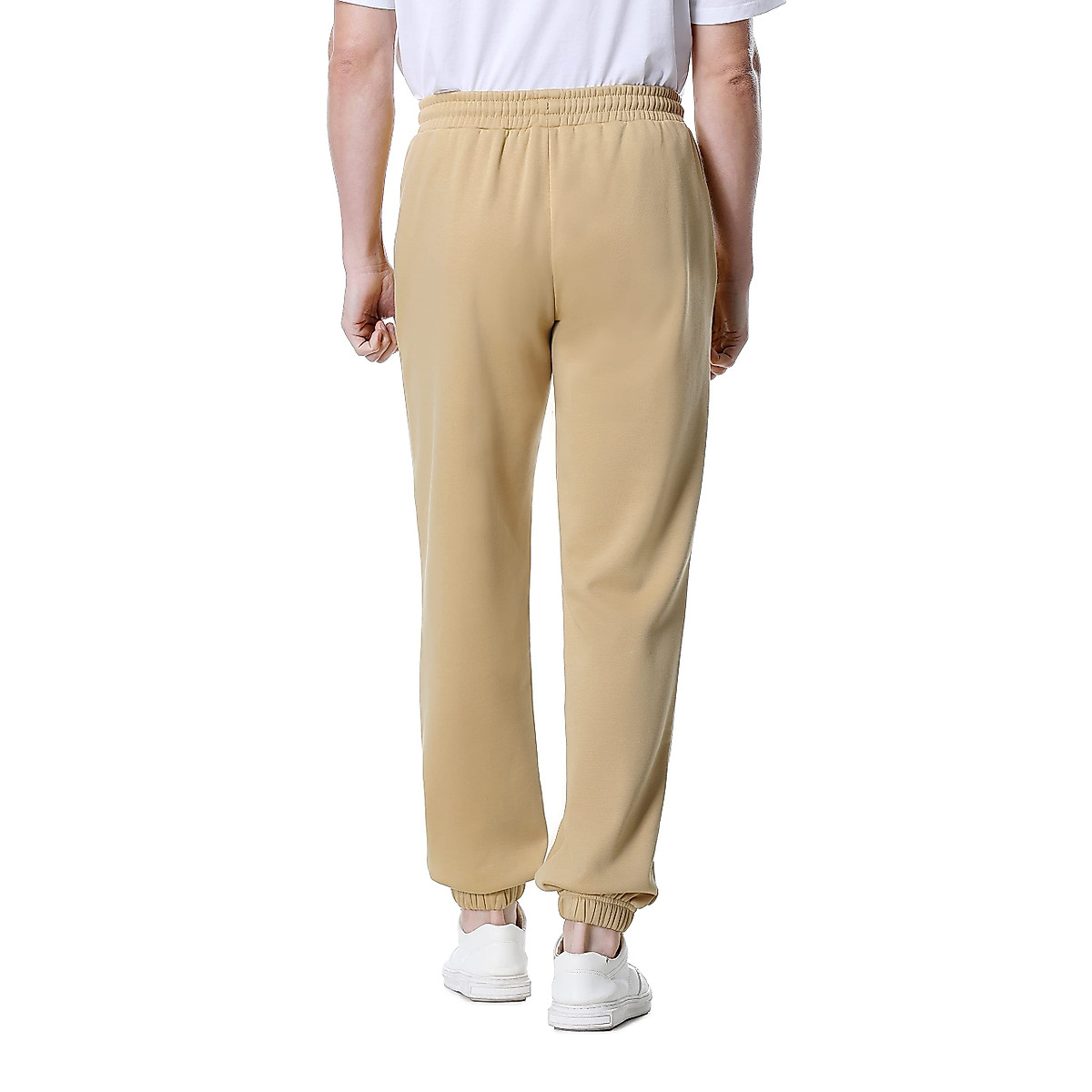 BEARTALON Fleece Sweatpants for Mens Joggers with Pockets Elastic Ankles Drawstring Sweat Pants for Casual Golf Workout Khaki S