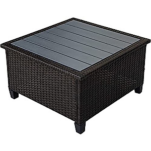 GAOPAN 7 Piece Garden Outdoor Modular Wicker Furniture Set, Sectional Rattan Sofa Patio Lounge & Deep Seating Conversation Furnishings with Cushions,Accent Pillows & Coffee Table, White+Black