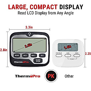ThermoPro TM01 Kitchen Timers for Cooking with Count Up Countdown Timer, Digital Timer for Kids Students with Touch Backlight, Study Timers for Classroom Teacher Supplies