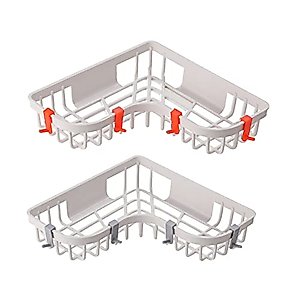 Veemoon 2pcs Shelf Corner Shelves Wall Mounted Storage Shelves Adhesive Bathroom Shower Rack With Hook Pp Organizer
