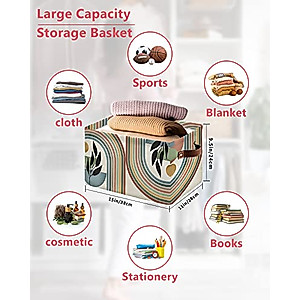 Storage Bins Cubes Waterproof Cloth Storage Basket, Abstract Boho Foldable Storage Bags for Shelf Closet Clothes Storage Organizers with Handles Nordic Rainbow Abstract Floral Geometry 2PCS